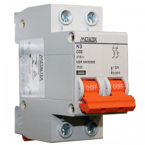 N3-2C02 - Mini breaker Metaltex 2 polos 2A